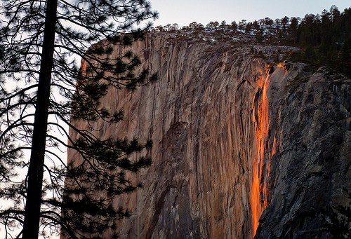 Once a year, this waterfall looks like a stream of falling lava | Grist