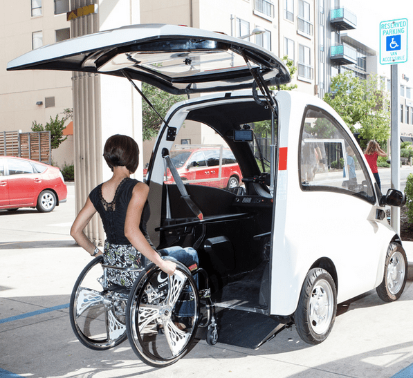 This electric car is specifically designed for people in wheelchairs ...