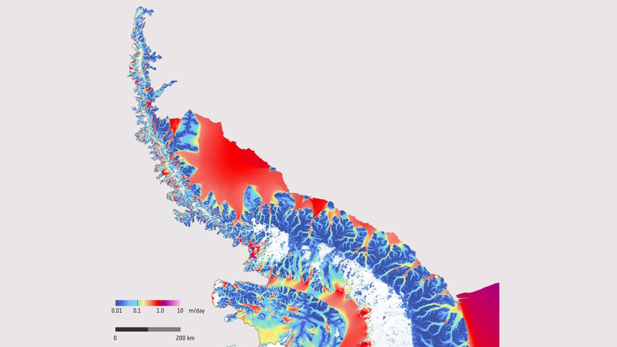 Rainbow satellite image shows Antarctica's ice fleeing into the ocean ...